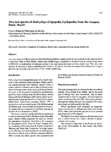 Pdf Two New Species Ofhalicyclops Copepoda Cyclopoida From The