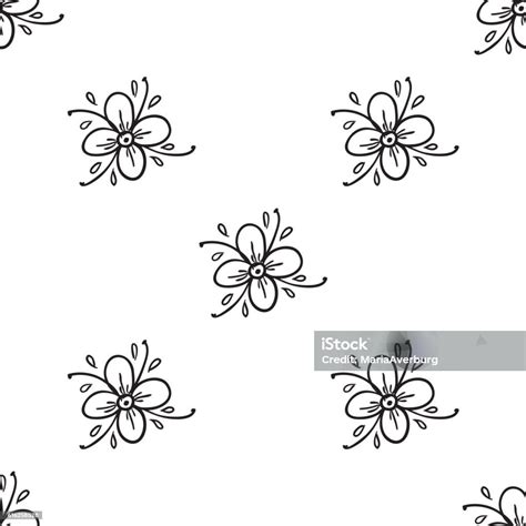 花落書きシームレスなパターンベクトル図デザイン要素 イラストレーションのベクターアート素材や画像を多数ご用意 イラストレーション