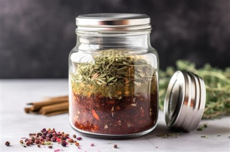 Premium Ai Image Glass Jar Filled With Spices And Herbs For Flavorful