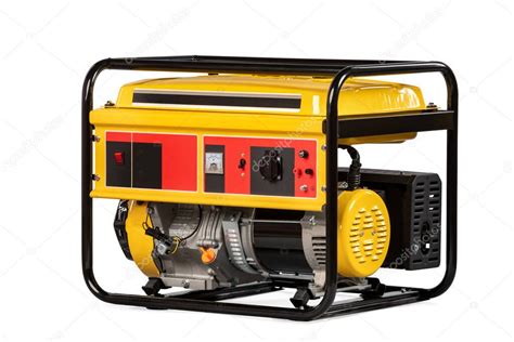 Generador eléctrico amarillo portátil aislado en blanco para energía de