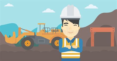 Coal Mining Miner Characters Working On Quarry With Tools Transport And Technique Extraction