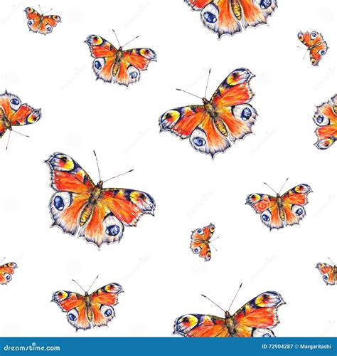 Peacock Butterflies And Hearts On A White Background Watercolor
