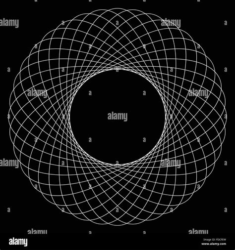 Spirograph Pattern Like Rotating Spiral Vortex Shape Abstract Monochrome Element Stock Vector