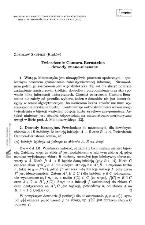Pdf The Cantor Bernstein Theorem Known Unknown Proofs