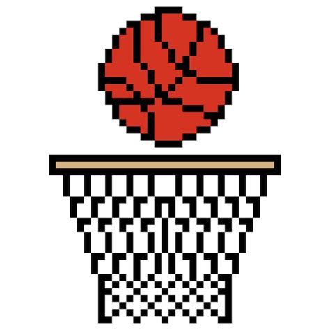 Premium Vector Basketball Will Go Into Hoop With Pixel Art Design