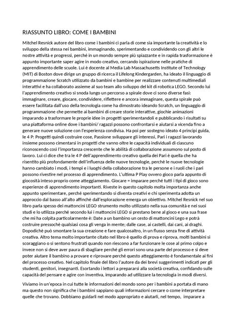 Riassunto Libro Metodologia Come I Bambini Sintesi Del Corso Di