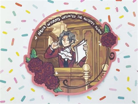 Miles Edgeworth Waterproof Vinyl Sticker Ace Attorney Gyakuten Saiban
