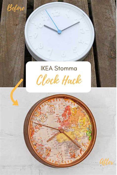 easy ikea clock hack with a world map pillar box blue