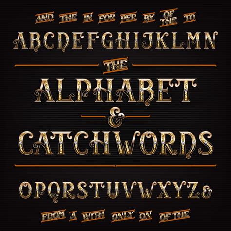华丽的金色字母字体 带菱形 装饰华丽的珠宝商字母和数字 带有流行语 The”、 For”、 A”、 From”、 With”、 By”等素材
