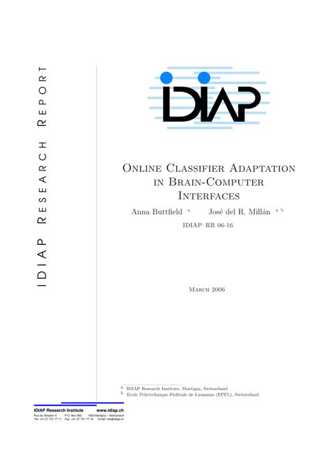 Pdf Online Classifier Adaptation In Brain Computer Interfaces