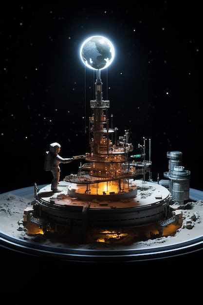 Premium Ai Image Diorama Model Of A Space Station Sandu Baciu Style Chiaroscuro