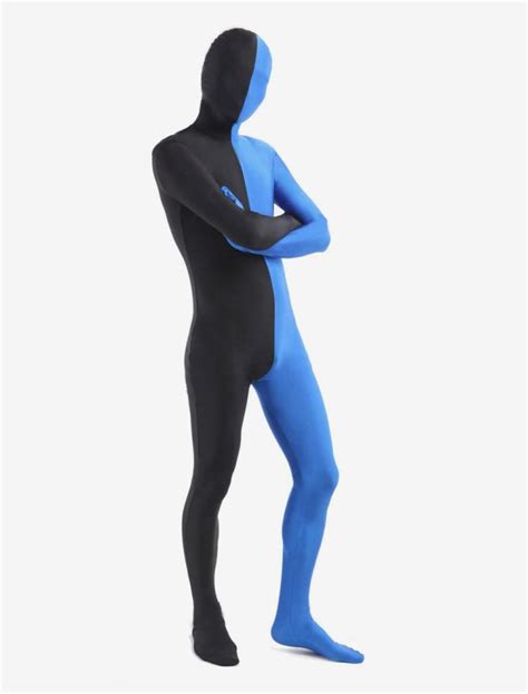 Zentai Morph Suit Black And Blue Lycra Spandex Zentai Suit Unisex