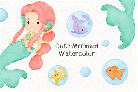 Cute Mermaid Watercolor Clipart Graphic By Tinaxarts Creative Fabrica