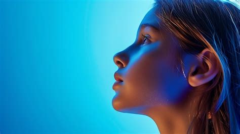 Profile Side View Portrait Of Attractive Cheerful Girl Demonstrating Copy Space Ad N Generative