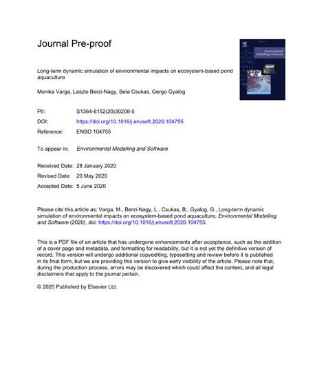 Pdf Long Term Dynamic Simulation Of Environmental Impacts On