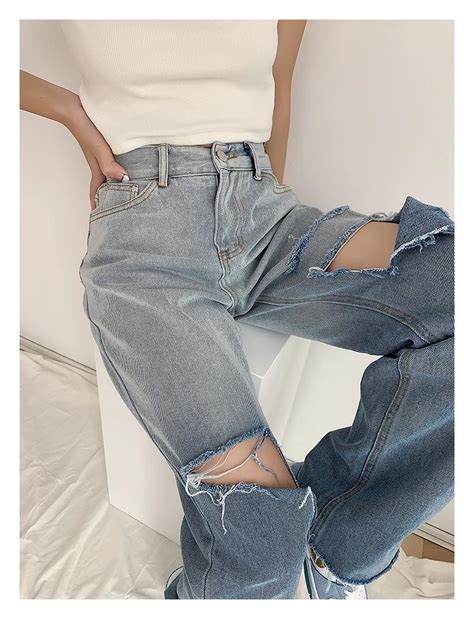 Gradient Fashion Light Blue Baggy Ripped Jeans Rippedjeans® Official Site