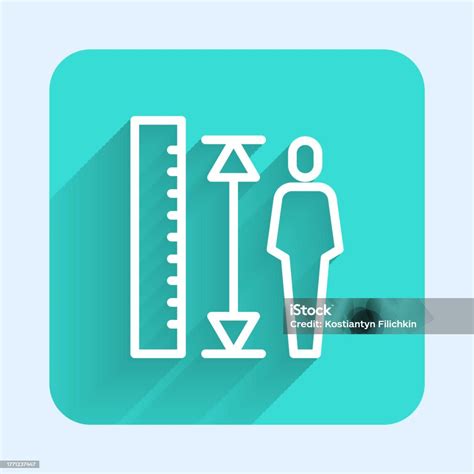 흰색 선 측정 높이 긴 그림자로 격리된 본문 아이콘입니다 녹색 사각형 버튼입니다 벡터 0명에 대한 스톡 벡터 아트 및 기타 이미지 0명 3차원 형태 개념 Istock