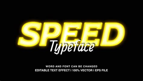 Premium Vector Speed Editable Text Effect Template Yellw Neon Light Futuristic Typeface
