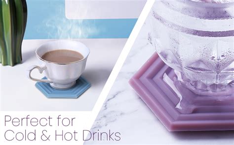 Set Of 6 Silicone Coasters For Drinks Homkula 10mm Thick Black