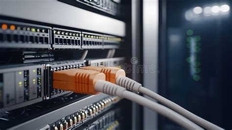 Close Up View Of Network Cables Connected To Cctv Systems In A Modern Server Room With Advanced