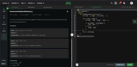 Gfg160 Codingchallenge Geeksforgeeks Dsa Binarysearch Rotatedarray Problemsolving