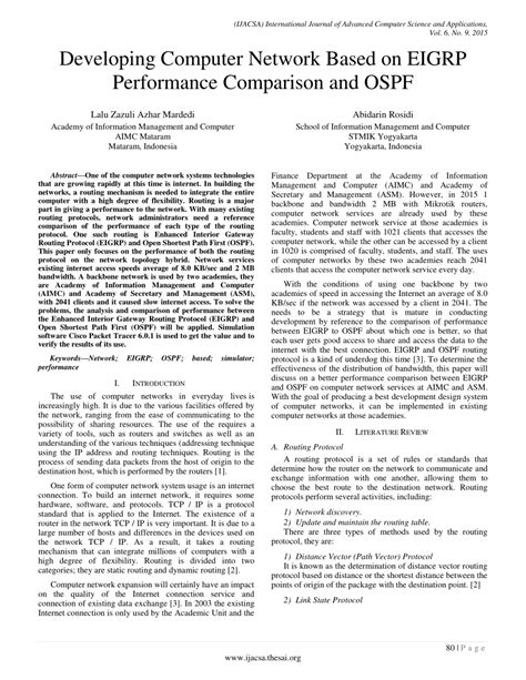 Pdf Developing Computer Network Based On Eigrp Performance Comparison And Ospf