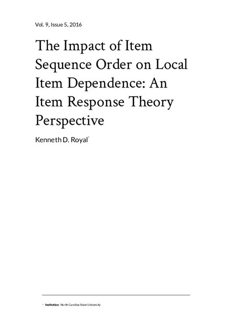 Pdf The Impact Of Item Sequence Order On Local Item Dependence An Item Response Theory