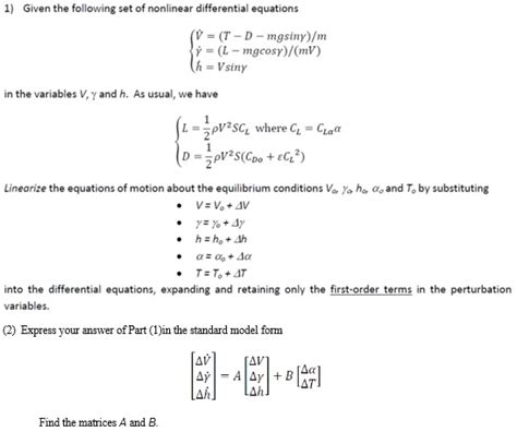 Given The Following Set Of Nonlinear Differential Chegg