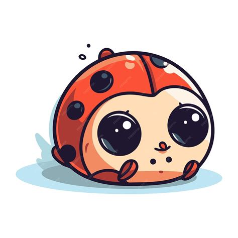 Миленькая карикатурная ледибуг изолирована на белом фоне Векторная иллюстрация Премиум векторы