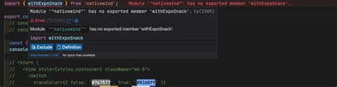 module nativewind has no exported member withexposnack