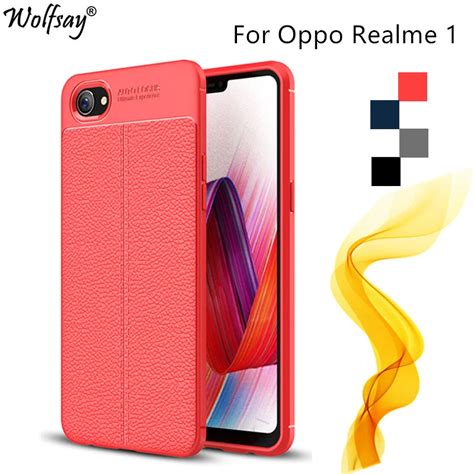 Wolfsay Sfor Capas Oppo Realme Case Oppo Realme Cover Litchi Silicone Leather Pattern Phone