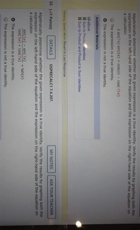 Solved Algebraically Determine Whether The Given Expression Chegg Com