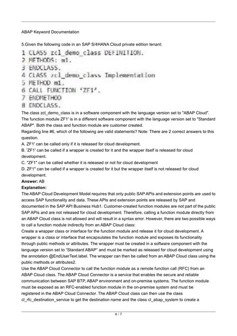 Ppt Sap Back End Developer Abap Cloud C Abapd 2309 Questions