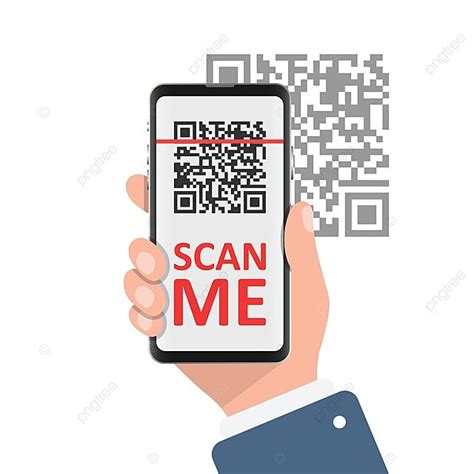 Qr Code Scan On Phone Isolated Background Business Concept Vector Scan Finger Reader PNG And