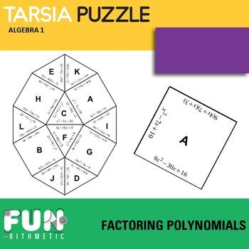 Factoring Polynomials Puzzle By Funrithmetic Teachers Pay Teachers