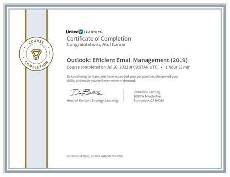 atul kumar on linkedin certificate of completion