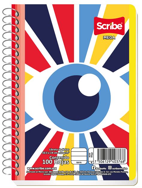 Cuaderno De Raya Mega Libreta De Notas Espiral Sencillo 100 Hojas Scribe
