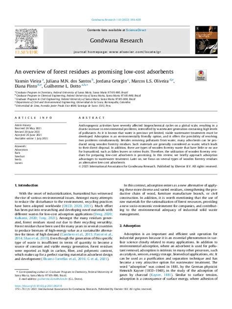 Pdf An Overview Of Forest Residues As Promising Low Cost Adsorbents