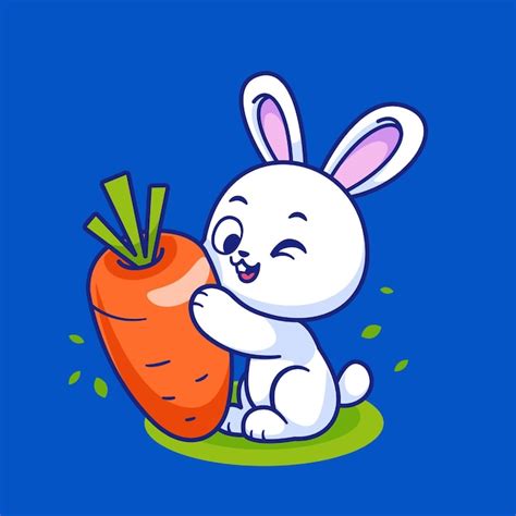 만화 벡터 귀여운 토끼 마스코트 그림 프리미엄 벡터