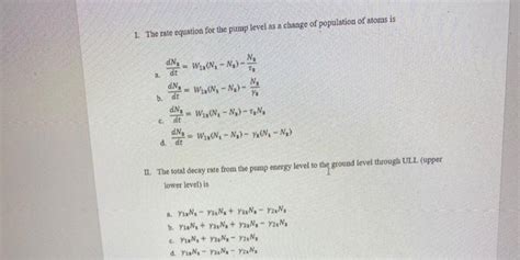 solved 1 a three energy level luser system is shown in the