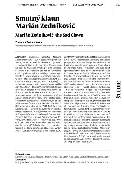 Pdf Smutný Klaun Marián Zednikovič
