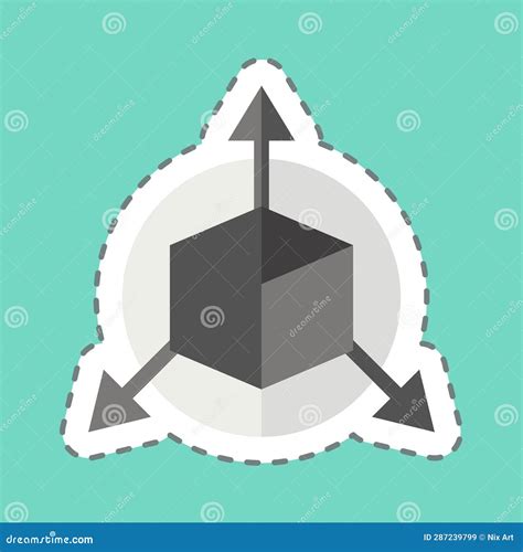 Sticker Line Cut Three Dimensional Object Related To 3d Visualization Symbol Simple Design