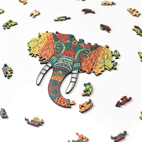 Еко дървен пъзел Слон 250 части за възрастни и деца Висококачествен 3d дървен пъзел с дървена