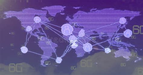 Global Network Connections And 6g Technology Animation Over World Map