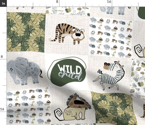 Scribble Safari Layout Fabric Spoonflower