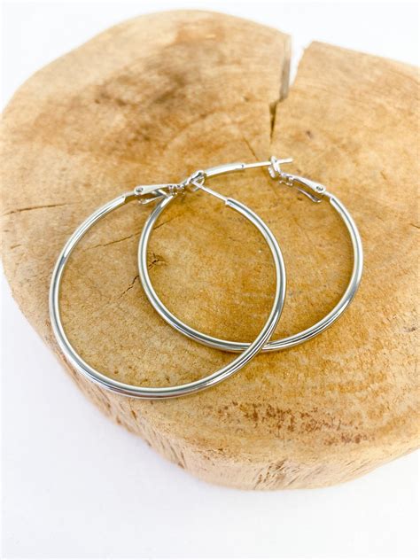 Diana Silver Hoop Earring Farmgirl Frosting Llc