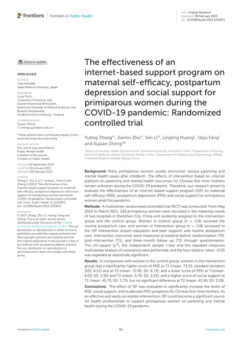 Pdf The Effectiveness Of An Internet Based Support Program On Maternal Self Efficacy