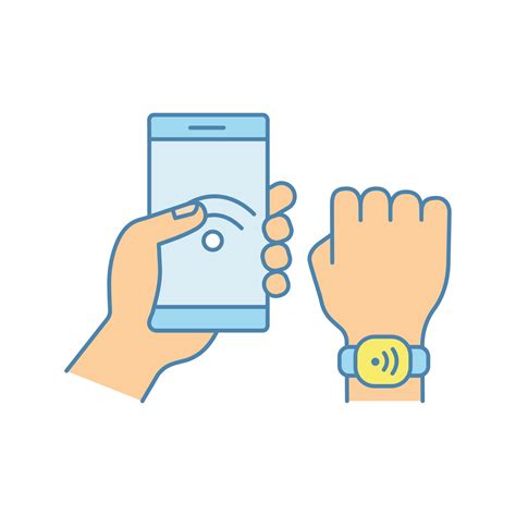 Nfc Bracelet Connected To Smartphone Color Icon Nfc Phone Synchronized