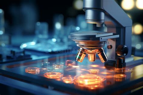 Microscope And Cell Phone Share A Table Merging Science And Technology