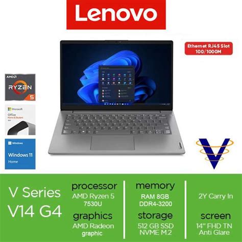 Jual Lenovo V14 G4 Amd Ryzen 5 7530u 8gb 512gb W11 Ohs Di Seller